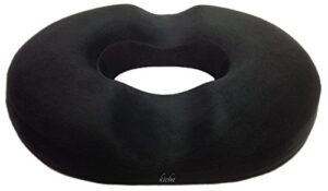 kieba hemorrhoid treatment donut tailbone cushion, prostate pillow, pregnancy, post natal, bed sores, coccyx, sciatica, 18 inches. ultra premium comfort foam (black)