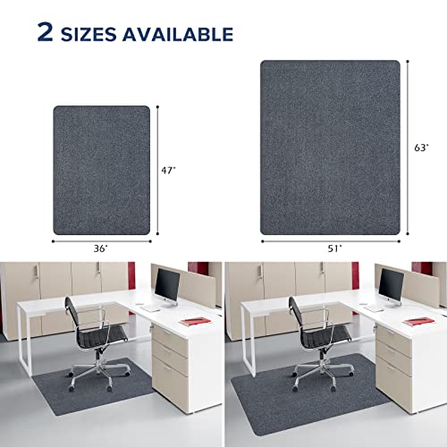 Chair Mat for Hard Floors, QQpony 1/6" Thick 63"x51" Office Chair Mat for Hardwood Floors, Premium Floor Protector Chair Mat Desk Rug for Home Office (Dark Grey)