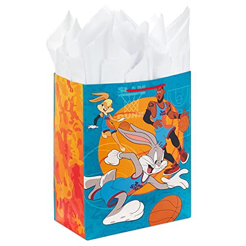 Hallmark 13" Large Gift Bag with Tissue Paper (Space Jam: A New Legacy, Bugs Bunny, Basketball) for Kids, Birthdays, Christmas