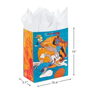 Hallmark 13" Large Gift Bag with Tissue Paper (Space Jam: A New Legacy, Bugs Bunny, Basketball) for Kids, Birthdays, Christmas