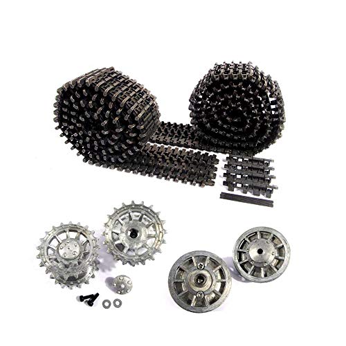 Mato Metal Tracks Sprockets Idler Wheels Set, with Metal Caps Bearings for Heng Long 3818 1/16 RC Tiger 1 Tank