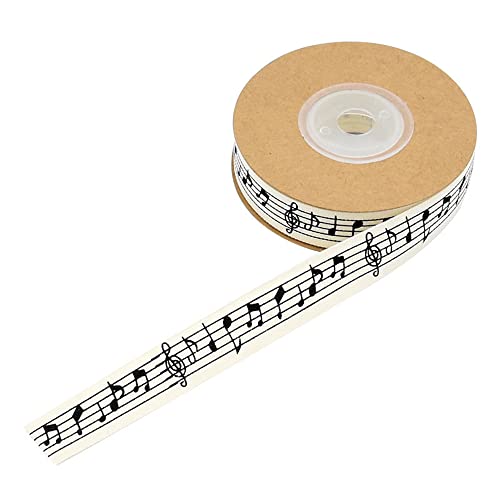 10 Yards Printed Music Note Cotton Ribbon Apparel Hemming Gift Box Packaging Gardening Home Gifts Decoration Fabric Materials Wide 1.5cm