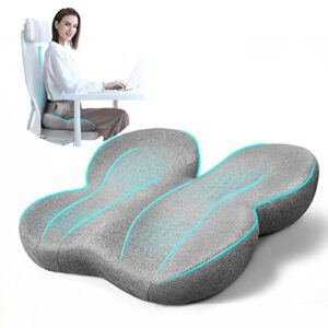 seat cushion for office chair, non-slip chair seat cushions for tailbone pain, lower back sciatica pain relief, memory foam coccyx cushion butt pillow for office chair, car, wheelchair (grey)