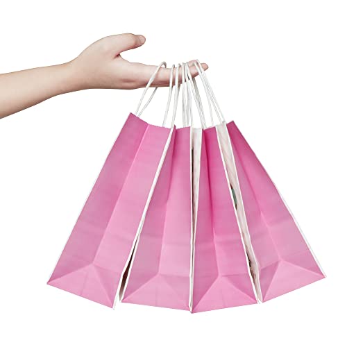 Pasisor 24 Pack Happy Birthday Small Ready-To-Go Gift Bag, Cute Party Favor Paper Bags with Handles Bulk (Pink,Balloon&Cake)