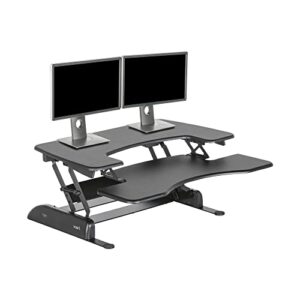 vari – varidesk pro plus 36 – dual monitor standing desk converter – adjustable desk riser with 11 height settings – stand up home office workstation – rising desk with spring loaded lift (black)