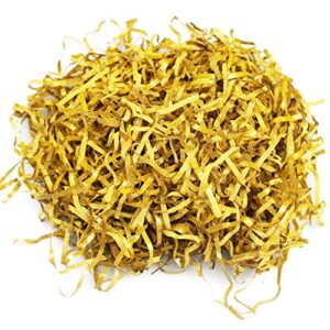 Glitter Raffia Paper Shreds & Strands Shredded Crinkle Confetti for DIY Gift Wrapping & Basket Filling (Golden)