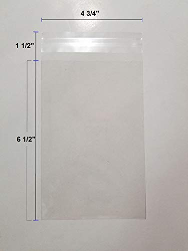 UNIQUEPACKING 100 Pcs 4 3/4 X 6 1/2 Clear A6 Card Resealable Cello/Cellophane Bags