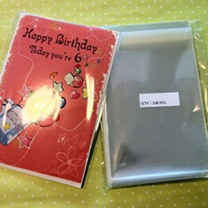 UNIQUEPACKING 100 Pcs 4 3/4 X 6 1/2 Clear A6 Card Resealable Cello/Cellophane Bags