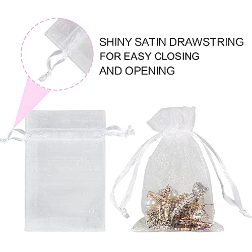 YQL Mini Organza Bags,100PCS 2x3 Inch White Organza Jewelry Pouches Mini Mesh Bags Organza Drawstring Bags Wedding Party Christmas Gift Candy Bag