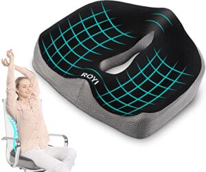 royi memory foam seat/chair cushion for relieves back, sciatica pain, tailbone pain, coccyx, degenerating disc, orthopedic, osteoarthritis, sacrum, prostate cushion, low back pain cushion, hip shaping