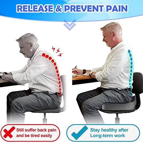 ROYI Memory Foam Seat/Chair Cushion for Relieves Back, Sciatica Pain, Tailbone Pain, Coccyx, Degenerating Disc, Orthopedic, Osteoarthritis, Sacrum, Prostate Cushion, Low Back Pain Cushion, Hip Shaping