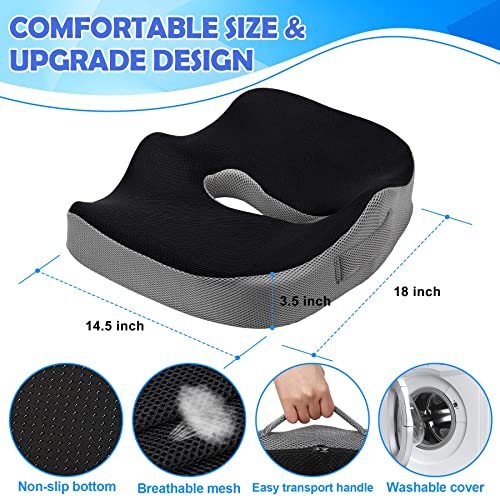 ROYI Memory Foam Seat/Chair Cushion for Relieves Back, Sciatica Pain, Tailbone Pain, Coccyx, Degenerating Disc, Orthopedic, Osteoarthritis, Sacrum, Prostate Cushion, Low Back Pain Cushion, Hip Shaping