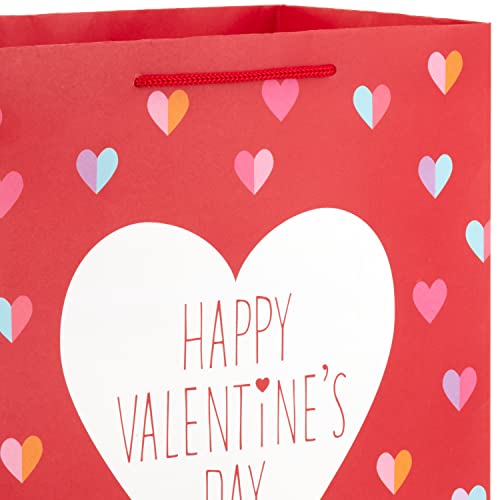 Hallmark Valentine's Day Assorted Size Gift Bags (8 Bags: 3 Small 6", 3 Medium 9", 2 Large 13") Hearts and Stripes