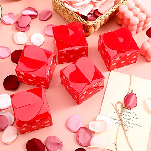 Valentine's Day Candy Boxes Plastic Waterproof Treat Boxes Small Gift Boxes Heart Shaped Valentines Wedding Party Favors Supplies 2.56 x 2.56 Inch (20 Pieces)