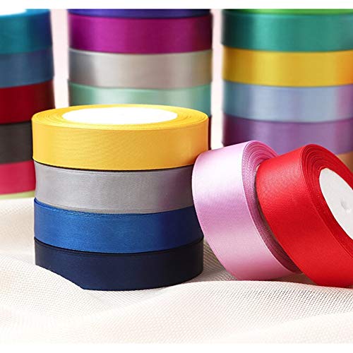 Solid Color Satin Ribbon, Kissbuty 1/2 Inch 25 Yards Gift Wrapping Ribbons Single-Sided Fabric Ribbon Embellish Ribbon Silk Ribbon Roll for Bows Crafts Gifts Party Wedding (Cream)