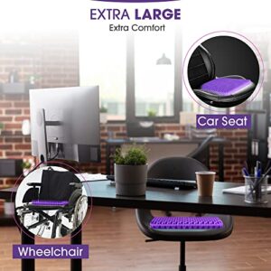 Extra Large Gel Seat Cushion for Long Sitting, Back Pain, Sciatica, Tailbone Pain, Hip Pressure Relief - Egg Sitting Gel Cushion for Office Chair Cushion, Car Seat, Wheelchair Cushion, 2 Covers