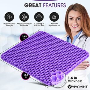 Extra Large Gel Seat Cushion for Long Sitting, Back Pain, Sciatica, Tailbone Pain, Hip Pressure Relief - Egg Sitting Gel Cushion for Office Chair Cushion, Car Seat, Wheelchair Cushion, 2 Covers