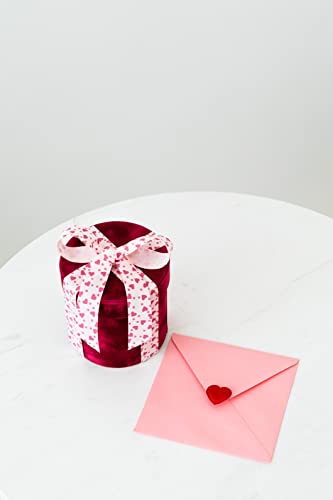 Valentine's Day Ribbons Love Heart Ribbon for Gift Wrapping Crafts Wedding 3 Rolls (Red & White*2)