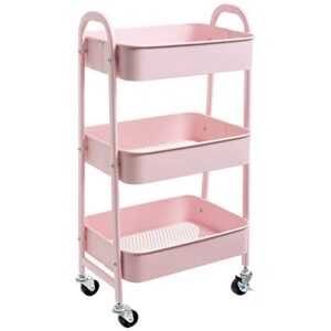 agtek makeup cart, movable rolling organizer cart, 3 tier metal utility cart