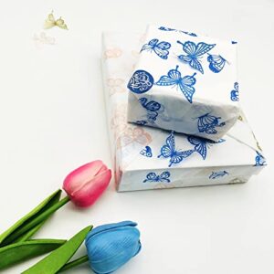 TTLLQQ 60Pcs 20x26inch Gold Rose Gold Pearl Blue Butterfly Tissue Paper Sheets, Gold Wrapping Tissue Paper Bulk for Packaging for Christmas Wedding Birthday Party Baby Showers DIY Crafts Arts