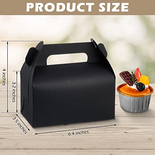 100 Packs Black Gable Boxes 6.4 x 3.6 x 4 Inches Gable Candy Treat Boxes Small Goodie Gift Boxes Party Favor Boxes for Kids Birthday Wedding Party Shower Halloween