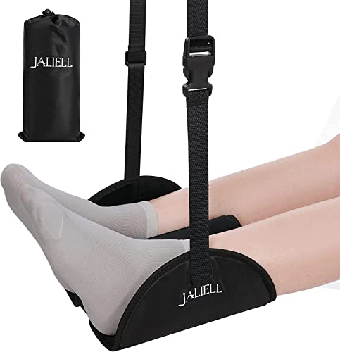 Upgrade Airplane Footrest - JALIELL 2 in 1 Adjustable Foot Hammock with Comfortable Base (Memory Foam), Portable Airplane Travel Accessories to Relax Your Feet, Reduce Swelling and Soreness