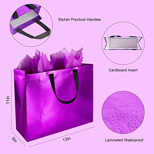 GITMIWS Sparkle Gift Bags with Tissues – Set of 18 Mix Color Reusable Gift Bags Large size - Perfect as Goodie Bags, Birthday Gift Bag, Party Favor Bags, Christmas Gift Bags