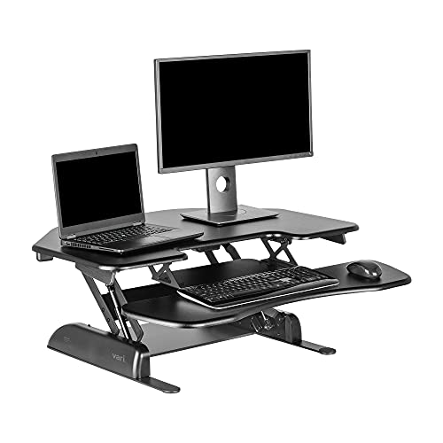 Vari - VariDesk Cube Corner 36 - Cubicle Standing Desk Converter for Dual Monitors - Home Office Desk with 11 Height Adjustable Settings, Spring-Assisted Lift, Weighted Base - Fully Assembled, Black