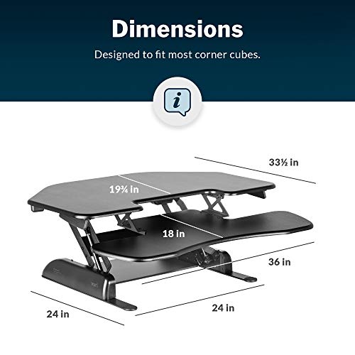 Vari - VariDesk Cube Corner 36 - Cubicle Standing Desk Converter for Dual Monitors - Home Office Desk with 11 Height Adjustable Settings, Spring-Assisted Lift, Weighted Base - Fully Assembled, Black