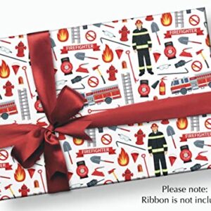 Firefighter Wrapping Paper Party Gift Wrap - Folded Flat 30 x 20 Inch - 3 Sheets