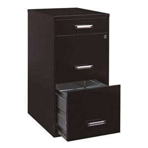 scranton & co 18″ 3 drawer metal file organizer cabinet in black