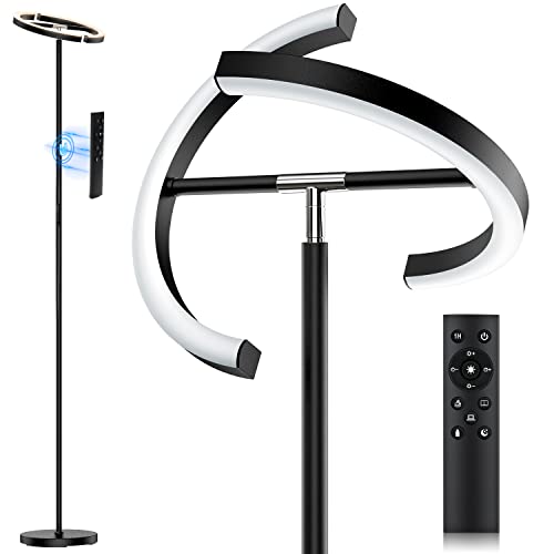 Floor Lamps for Living Room,SIBRILLE Modern Stepless Dimmable Standing Lamp 3000-6000K,20W LED Rotatable Reading Standing Light,Touch&Remote Control Uplighter Floor Lamp for Living Room Bedroom Office