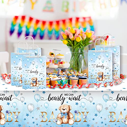 16 Pack Bear Baby Shower Bags Paper Bear Party Bags with Handles We Can Bearly Wait Gift Bags Bear Balloon Star Flower Goodie Bags for Kids Birthday Party and Baby Shower Favors Supplies