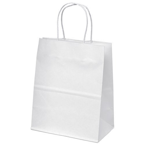 8"x4.75"x10" - 100 Pcs White Kraft Paper Bags, Shopping, Merchandise, Party, Gift Bags, Flexicore Packaging®