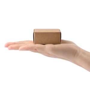 Sdootjewelry Mini Cardboard Boxes, 2.16’’ × 2.16’’ × 0.98’’ Mini Boxes, Jewelry Boxes Packaging 100 Packs, Brown Kraft Boxes for Ring Earrings