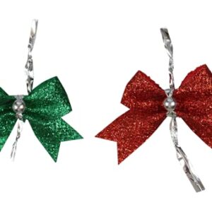 Crafters Square Mini Bows - Red and Green - 24 Mini Bows - Approximately 1 1/2 inches