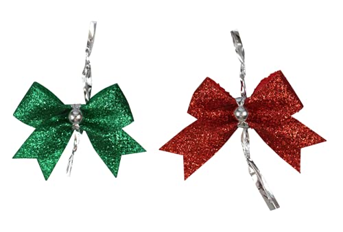 Crafters Square Mini Bows - Red and Green - 24 Mini Bows - Approximately 1 1/2 inches