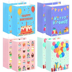 gitmiws 24pcs birthday gift bags with handles – 8.7″ small paper bags, favor bags, goody bags, goodie bags, party bags for kids birthday