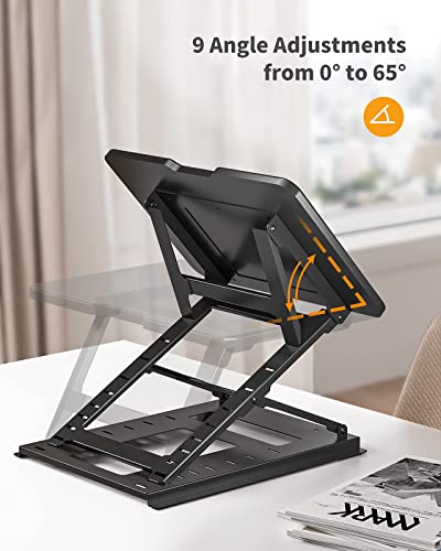 HUANUO Adjustable Laptop Stand for Desk, Adjustable Height Laptop Riser - Easy to Sit or Stand with 9 Adjustable Angles, Portable Computer Stand Fits 15.6 Inch Laptop & Notebook