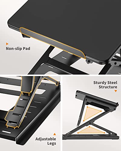 HUANUO Adjustable Laptop Stand for Desk, Adjustable Height Laptop Riser - Easy to Sit or Stand with 9 Adjustable Angles, Portable Computer Stand Fits 15.6 Inch Laptop & Notebook