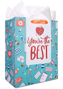 facraft graduation gift bags,13″x 10.4″x 5.9″ nurse doctor graduation gift bag,large gift bag with tissue paper for nursing school grads,medical school graduate,social worker,occupational therapist