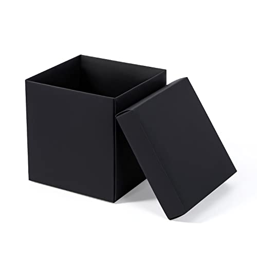 Dasofine 6 Pcs Black Gift Boxes with Lids, 5”×5”×5” Fold Required Kraft Paper Gift Boxes, Medium Gift Box, Gift Boxes for Presents, Party Favors, Halloween, Birthday-Foldable