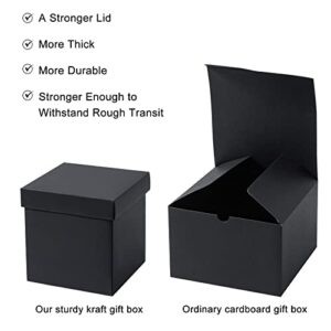 Dasofine 6 Pcs Black Gift Boxes with Lids, 5”×5”×5” Fold Required Kraft Paper Gift Boxes, Medium Gift Box, Gift Boxes for Presents, Party Favors, Halloween, Birthday-Foldable