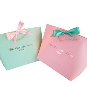 AKA Sorority Paraphernalia Large Gift Bags with Handles- 14x11x4 inch Kraft Paper with Bow Ribbon (2-Pack)