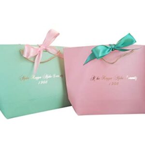 AKA Sorority Paraphernalia Large Gift Bags with Handles- 14x11x4 inch Kraft Paper with Bow Ribbon (2-Pack)