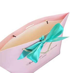 AKA Sorority Paraphernalia Large Gift Bags with Handles- 14x11x4 inch Kraft Paper with Bow Ribbon (2-Pack)