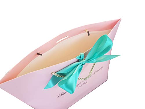 AKA Sorority Paraphernalia Large Gift Bags with Handles- 14x11x4 inch Kraft Paper with Bow Ribbon (2-Pack)