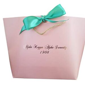 AKA Sorority Paraphernalia Large Gift Bags with Handles- 14x11x4 inch Kraft Paper with Bow Ribbon (2-Pack)