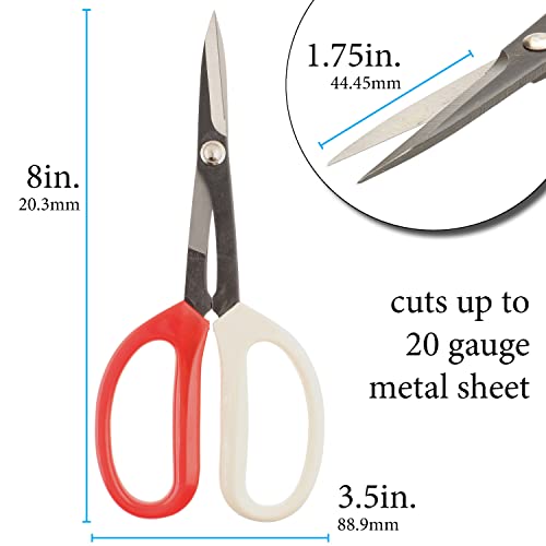 The Beadsmith Plate Shears – Metal Elements – Heavy Duty Scissors – Made of Carbon Steel – 8 Inches/20.3mm Long, 1.75in/44.45mm Cutting Blades – Cuts Up to 20 Gauge Metal Sheet Stock