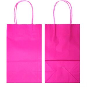 AZOWA Gift Bags Mini Kraft Paper Bags With Handles(Hot Pink, 25 Pcs)